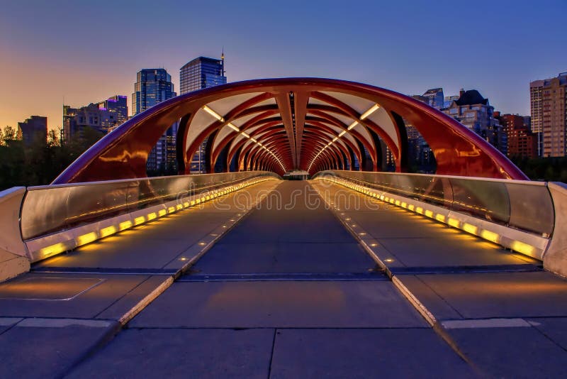 Walkway on the Peace Bridge at Night Editorial Photo - Image of ...