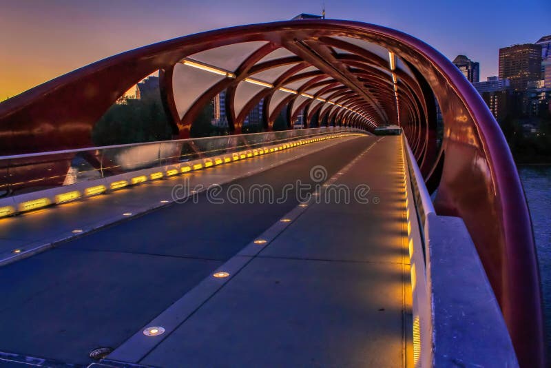 Walkway on the Peace Bridge at Night Editorial Image - Image of park ...