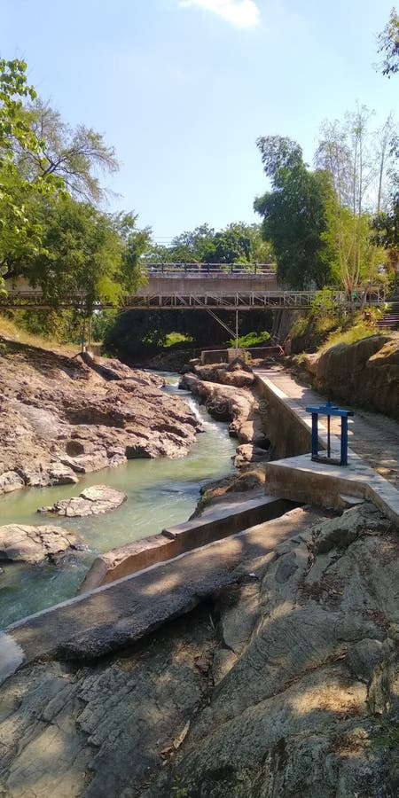 Walkway River Under Bridge stock photo. Image of rapid - 228546480