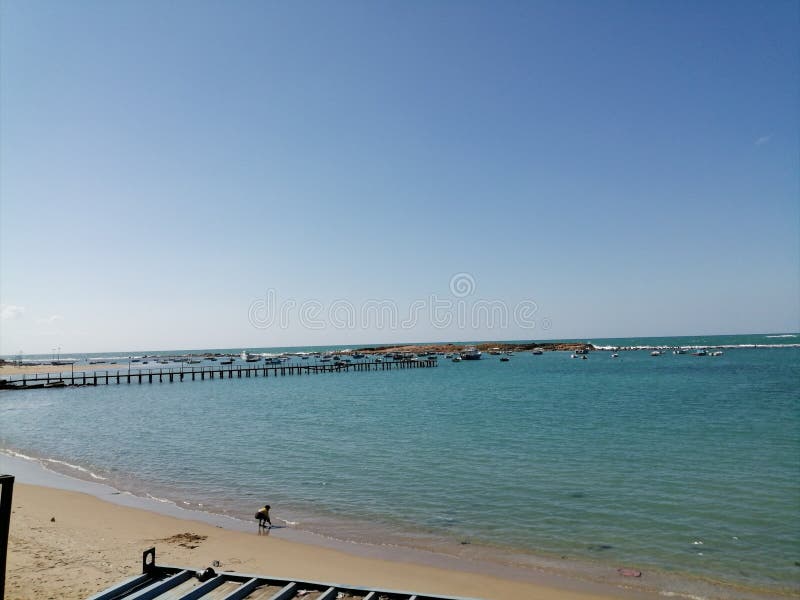 The Walkway Sea and Clear Blue Sky in Alexandria Egypt Editorial ...