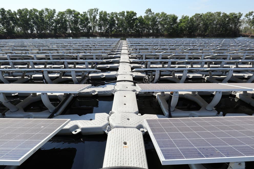 Walkway of Floating Solar PV System Stock Image - Image of energy ...