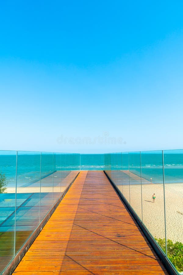 Walkway and Stair with Ocean Sea View Point Background Stock Image ...