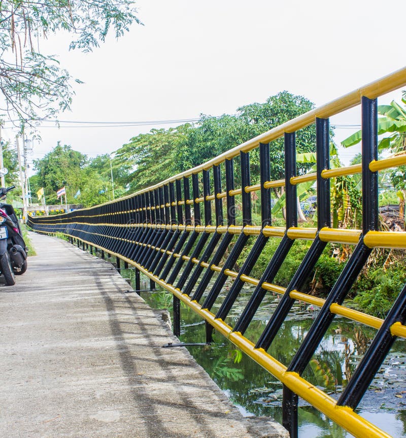 Walkway steel fence stock photo. Image of lamp, asphalt - 59045436