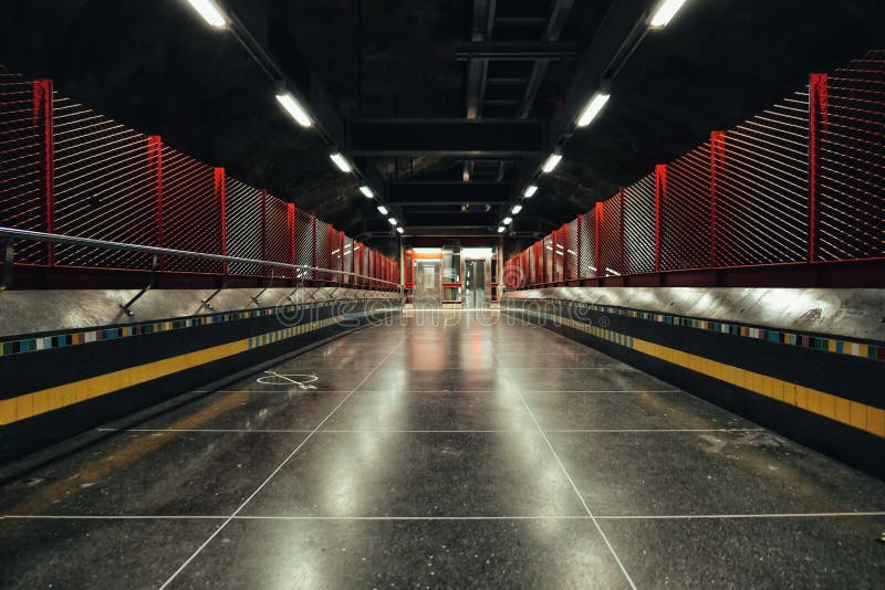 A Walkway in a Subway Station Editorial Stock Image - Image of lane ...