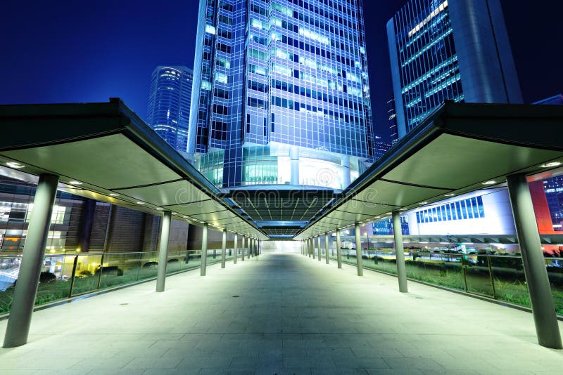 Walkway to office building stock photo. Image of night - 38181142