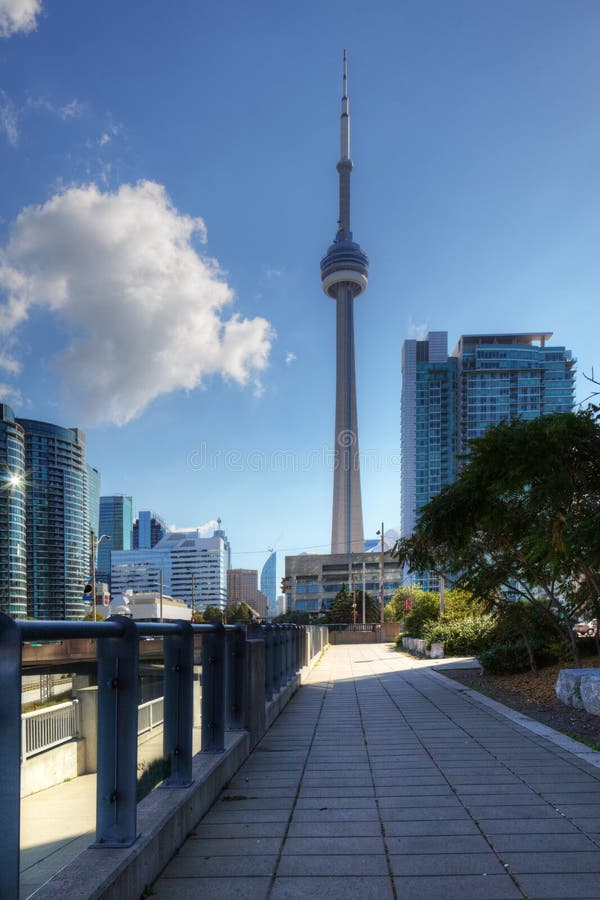 Walkway in Toronto with the CN Tower in Background Editorial Stock ...