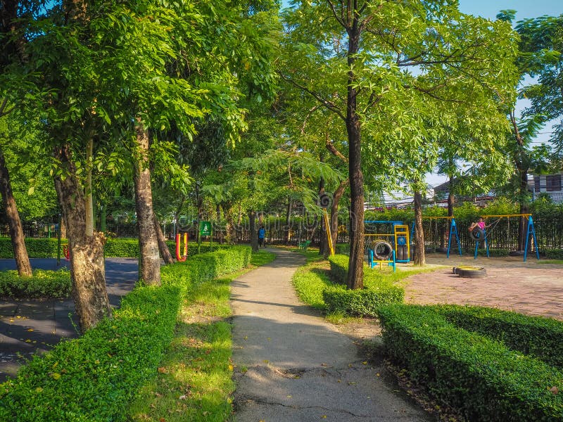 Walkway with trees editorial stock photo. Image of lifestyle - 122176938