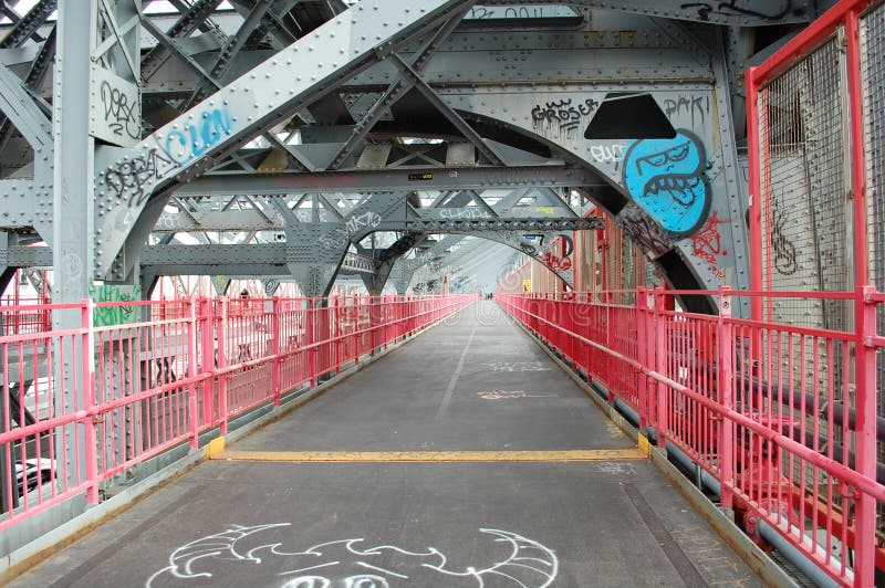 Walkway of Williamsburg Bridge in New York City Stock Photo - Image of ...