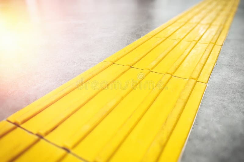 Walkway or Yellow Tactile Tiles for the Blind Close Up Stock Image ...
