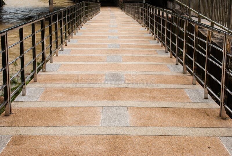 Rusted Metal Sidewalk Connected To Old Railway Bridge Surrounded with ...