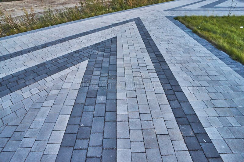 Walkways are Tiled. Newly Built Cottage with Pavement Paths. Textural ...
