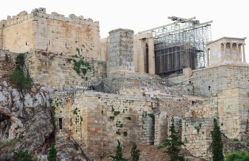 Wall of the Acropolis stock image. Image of academic - 42171607