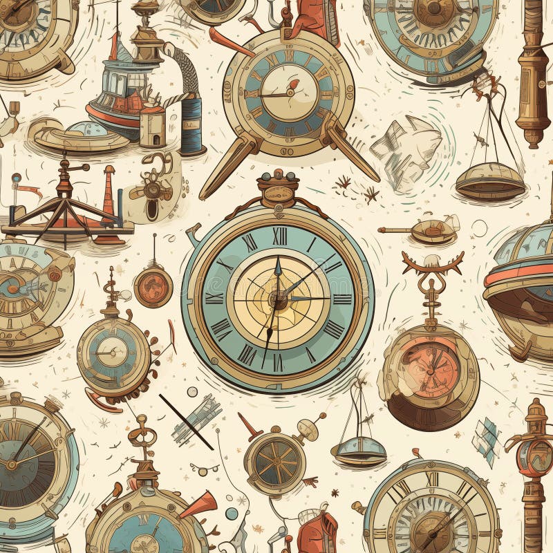 Array of Clocks on Wall. Generative AI Stock Image - Image of minutes ...