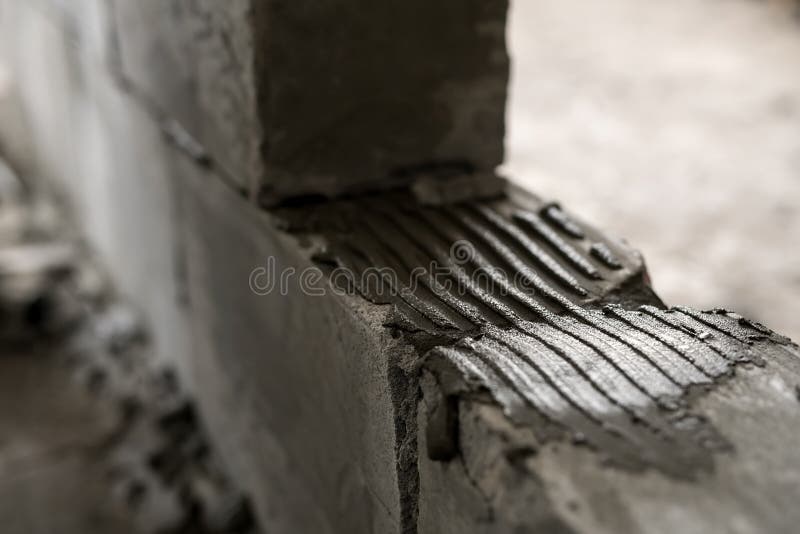 Wall of Aerated Concrete Blocks Close Up Shot Stock Image - Image of ...