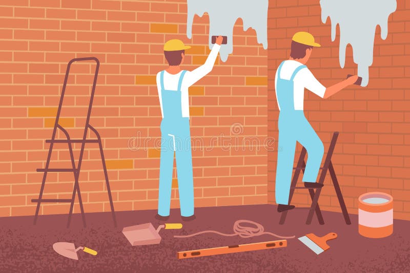 Wall Alignment Flat Composition Stock Vector - Illustration of engineer ...