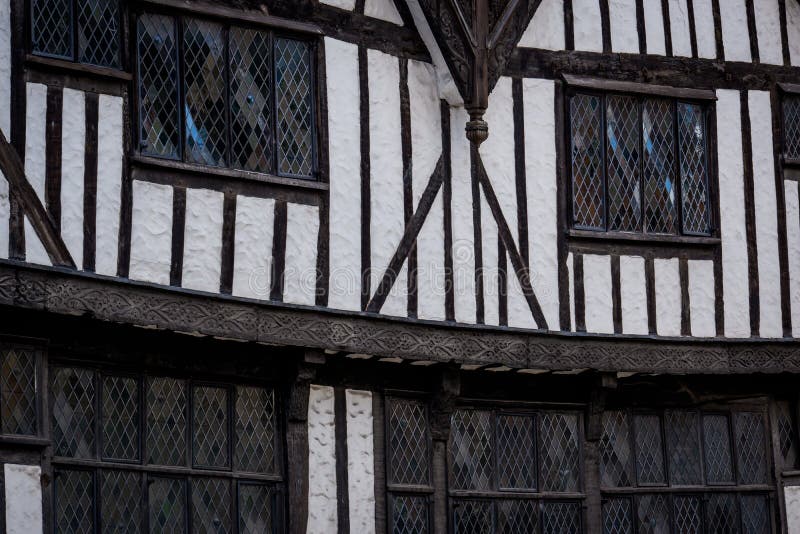 Wall of Ancient Timber Framed Building Stock Image - Image of lines ...