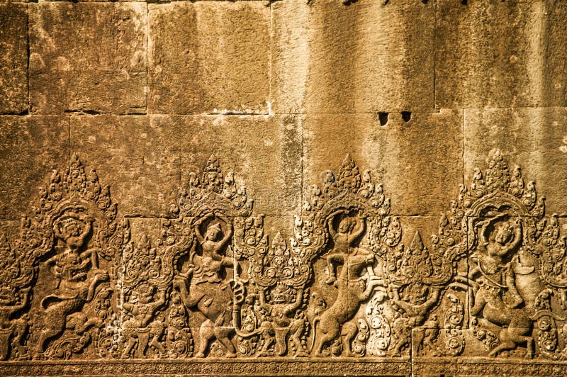 Wall in Angkor Wat stock image. Image of space, effect - 60790931