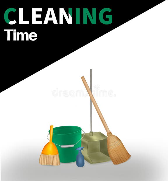 Wall Art with a Message "it S Cleaning Time" Stock Illustration ...