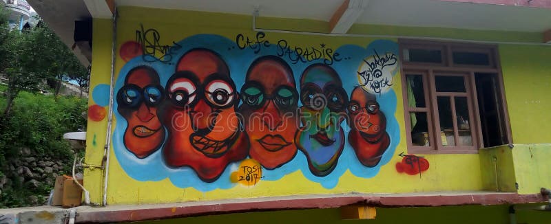 Wall art editorial image. Image of locals, village, graffiti - 95541255