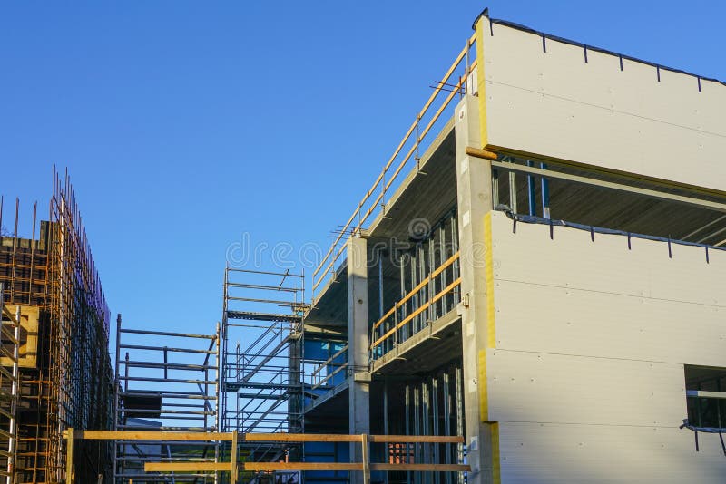 Wall Assembly of a New Building Using Steel Sandwich Panels Stock Image ...