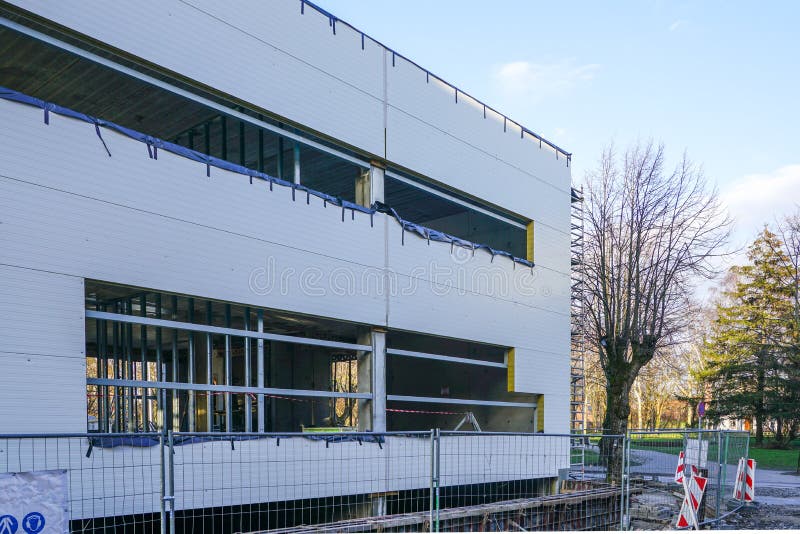 Wall Assembly of a New Building Using Steel Sandwich Panels Stock Image ...