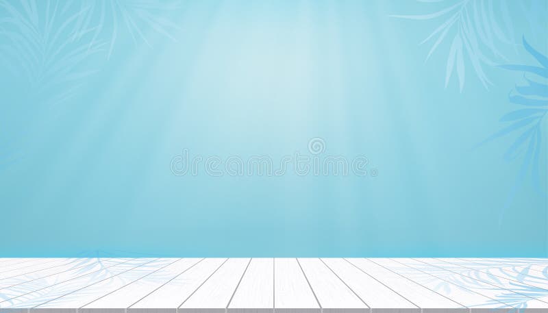 Wall Backdrop with Shadow Leaves on Wood Floor Texture,3d Vector ...