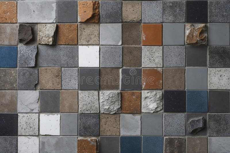 Wall Background Composed of Colored Tiles of Various Shapes and Sizes ...