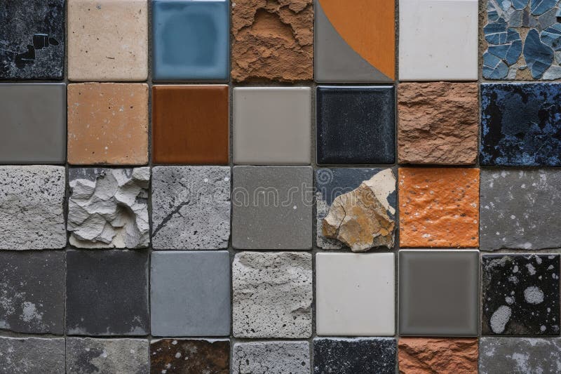 Wall Background Composed of Colored Tiles of Various Shapes and Sizes ...