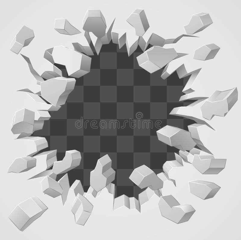 Hole Breaking, Ice Crack, Surface Background, Isolated on White ...