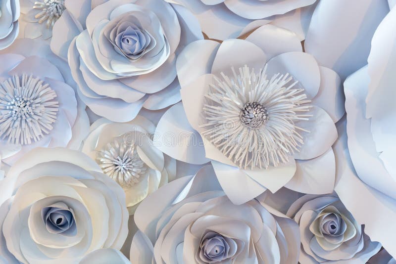 Wall With A Background Of Paper Flowers Handmade. Stock Illustration ...