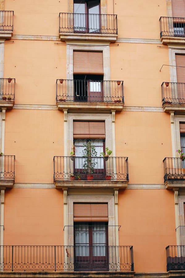 A Wall of Balconies in Barcelona, Spain. Stock Image - Image of balcony ...