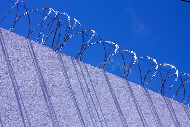 Wall with barbed wire.. stock photo. Image of equipment - 13872370