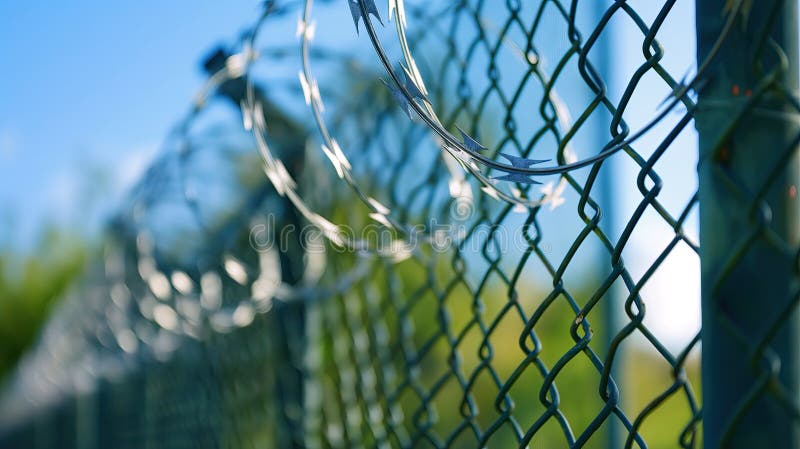 A Wall with Barbed Wire on the Border of the Two Countries Stock ...
