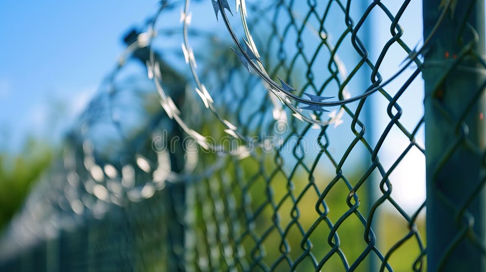 A Wall with Barbed Wire on the Border of the Two Countries Stock ...