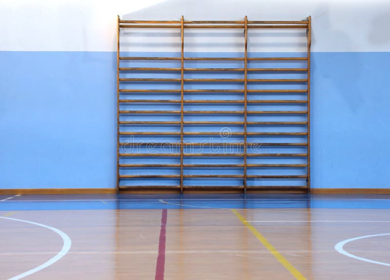 Wall Bars in the Big Empty Gym without the Athletes Stock Photo - Image ...