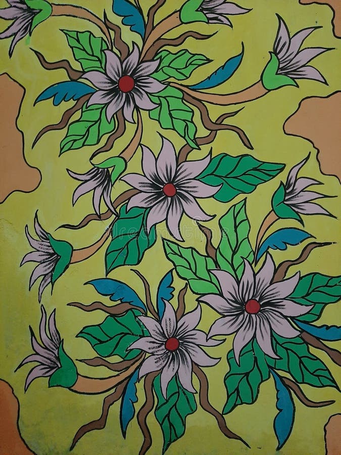 Wall Batik Flower Design Manual Stock Image - Image of design, batik ...