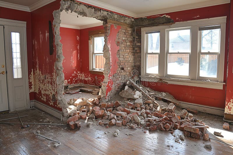 A Wall Being Knocked Down To Create an Open Floor Plan. Generative AI ...