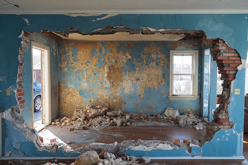 A Wall Being Knocked Down To Create an Open Floor Plan. Generative AI ...