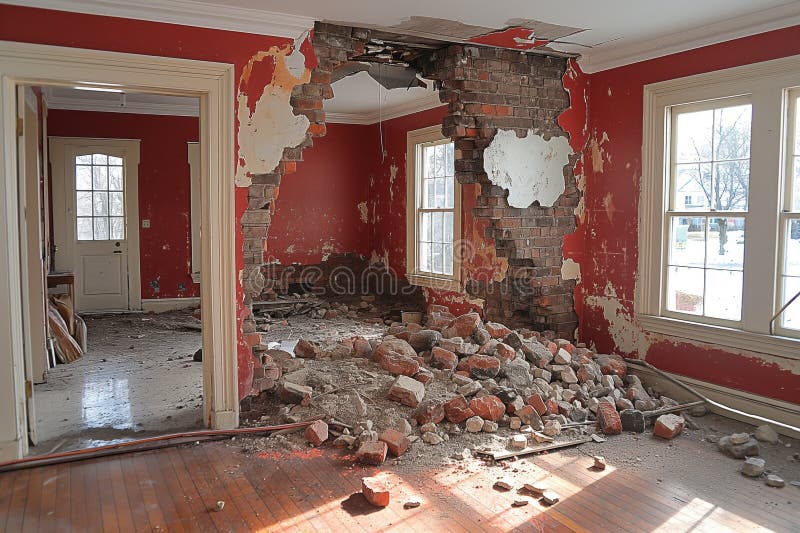 A Wall Being Knocked Down To Create an Open Floor Plan. Generative AI ...