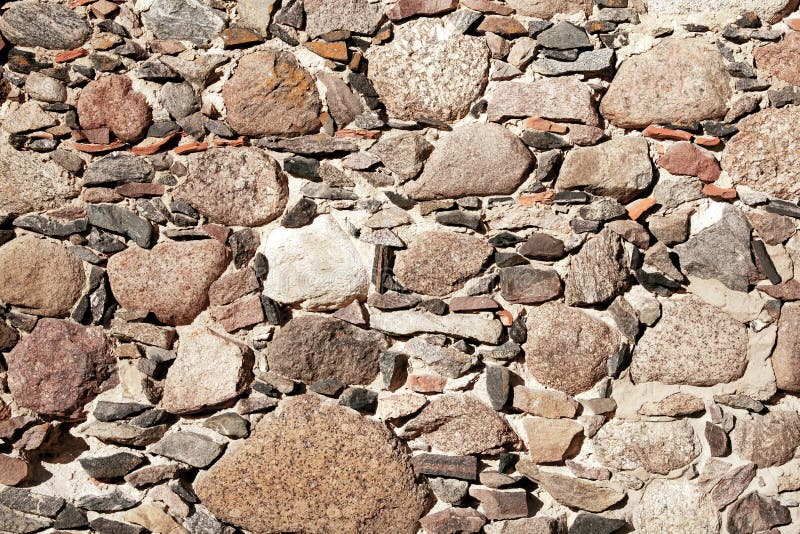 Wall of Big Stones and Broken Bricks Stock Image - Image of crack, gray ...