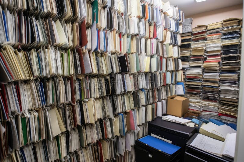 Wall of Binders, Each Filled with Different Documents and Information ...