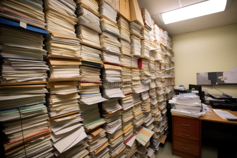 Wall of Binders, Each Filled with Different Documents and Information ...