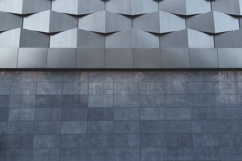 Wall of Black Metal Futuristic New Building. Abstract Architectural ...