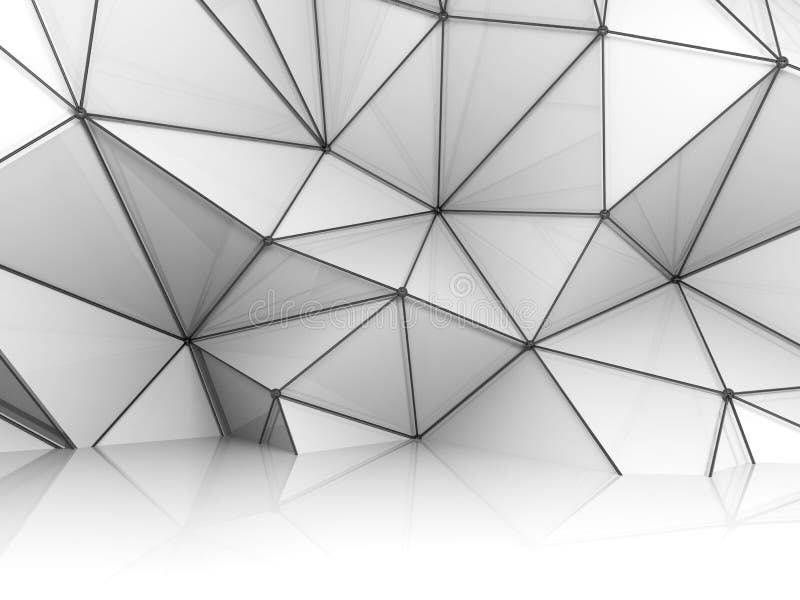 Polygonal Mesh in White Empty Room Interior, 3d Stock Illustration ...