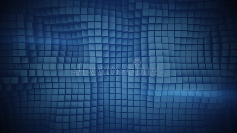 Wall of Blue Boxes Abstract 3D Illustration Stock Illustration ...