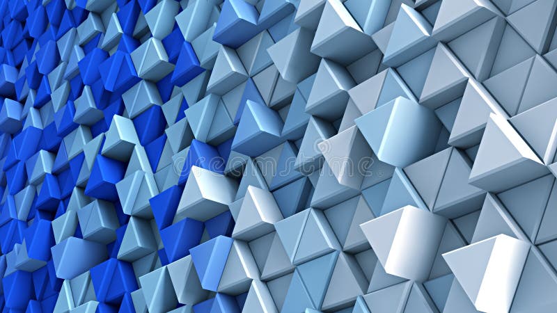Wall of Blue and White Extruded Triangles 3D Render Stock Illustration ...