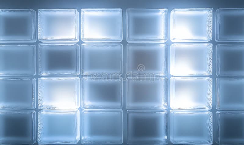 A Wall of Blue and White Glass Blocks Stock Image - Image of blue ...