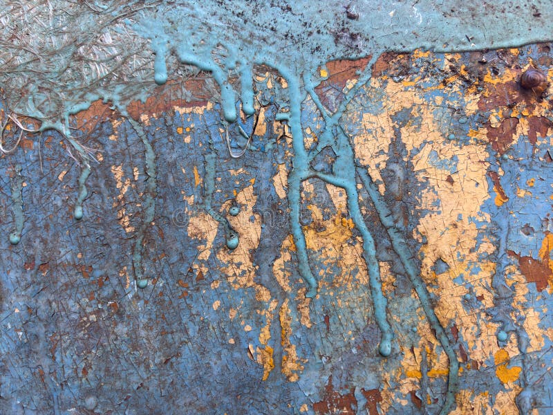 A Wall with a Blue and Yellow Paint Splatter Stock Image - Image of ...