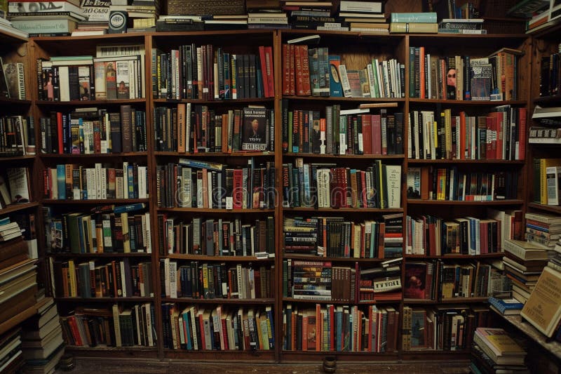 A Wall of Books a Librarys Treasure Trove Stock Illustration ...