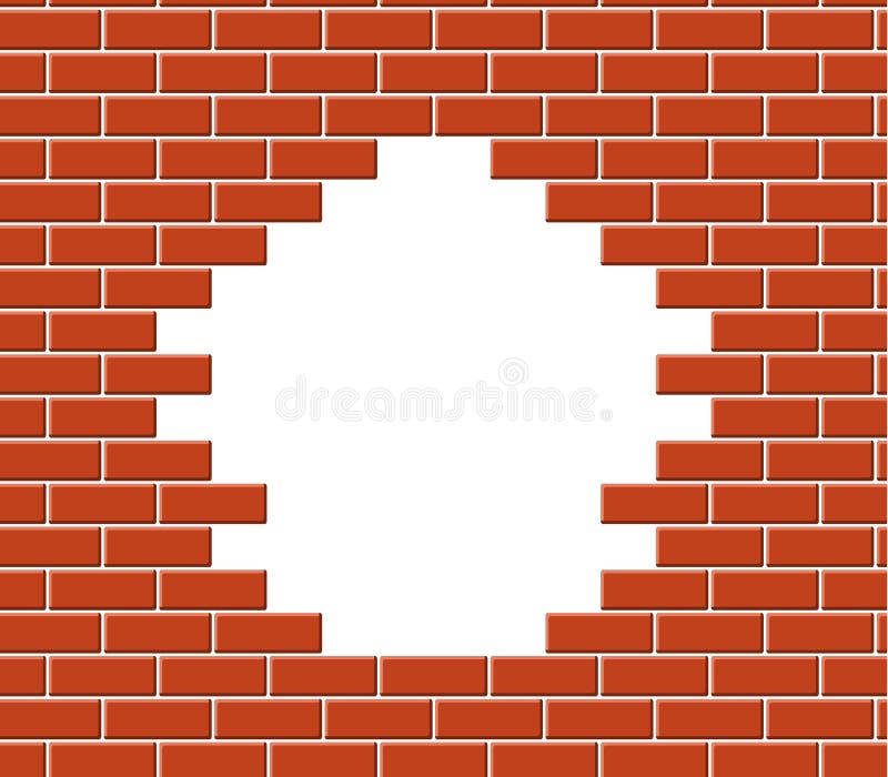 Exploding Out Hole in Red Brick Wall Vector Illustration Stock Vector ...